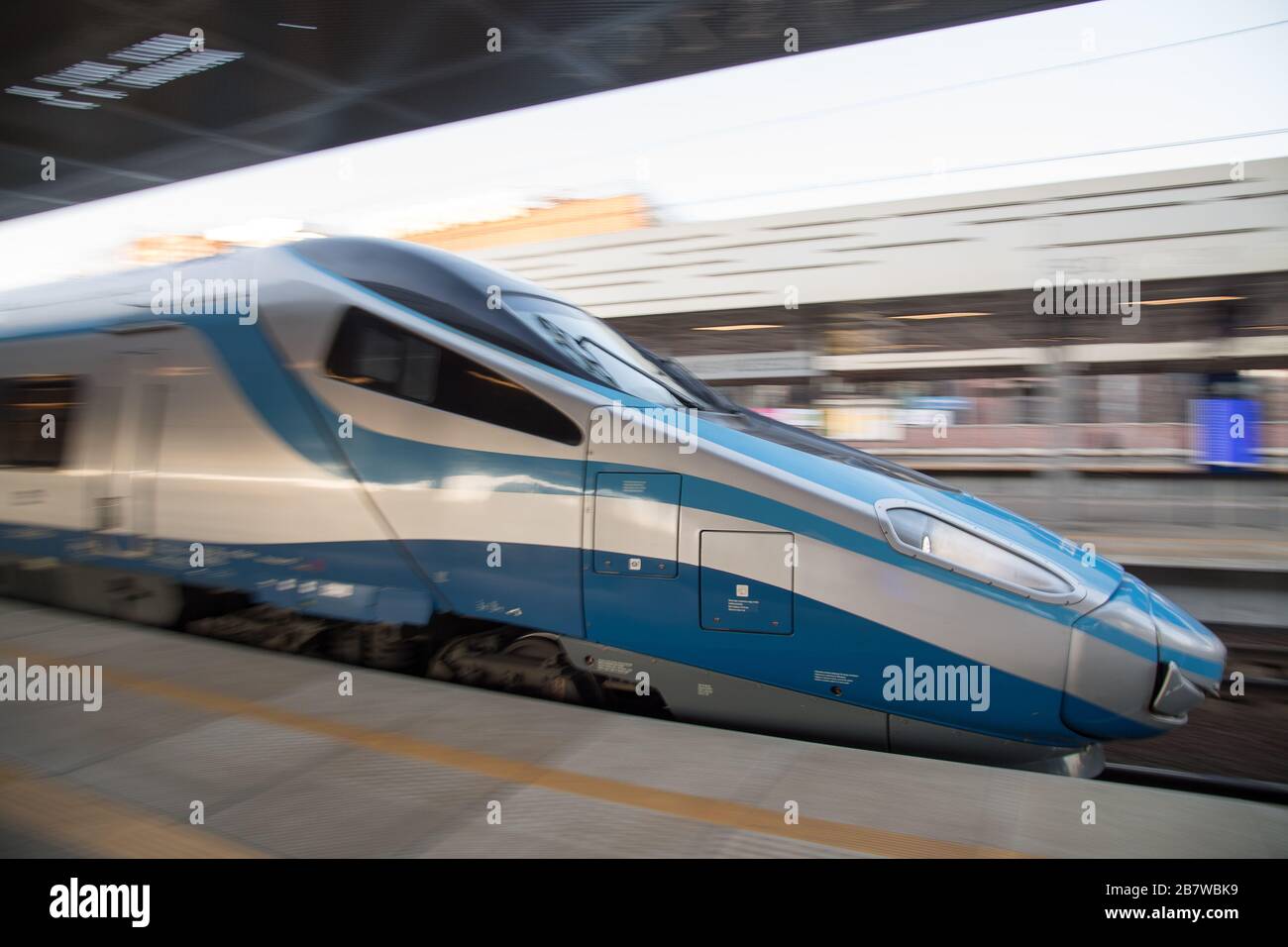 Pendolino high speed train in Gdansk, Poland. March 14th 2020 ...