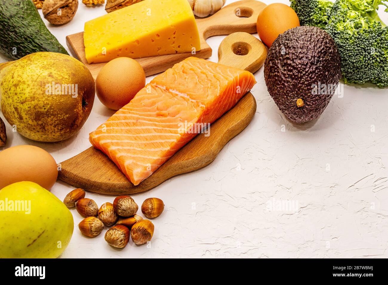 Trendy ketogenic diet products set. Vegetarian keto low carbs nutrition ...