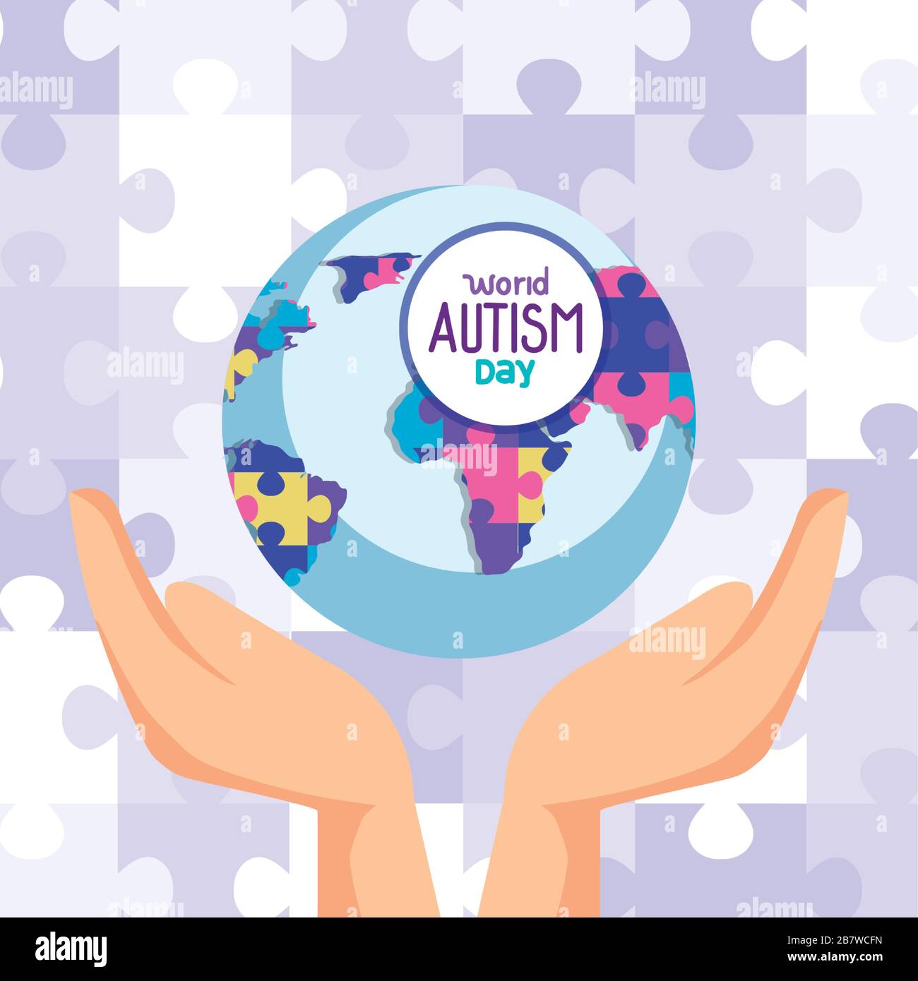 world autism day and world planet with hands Stock Vector Image & Art ...