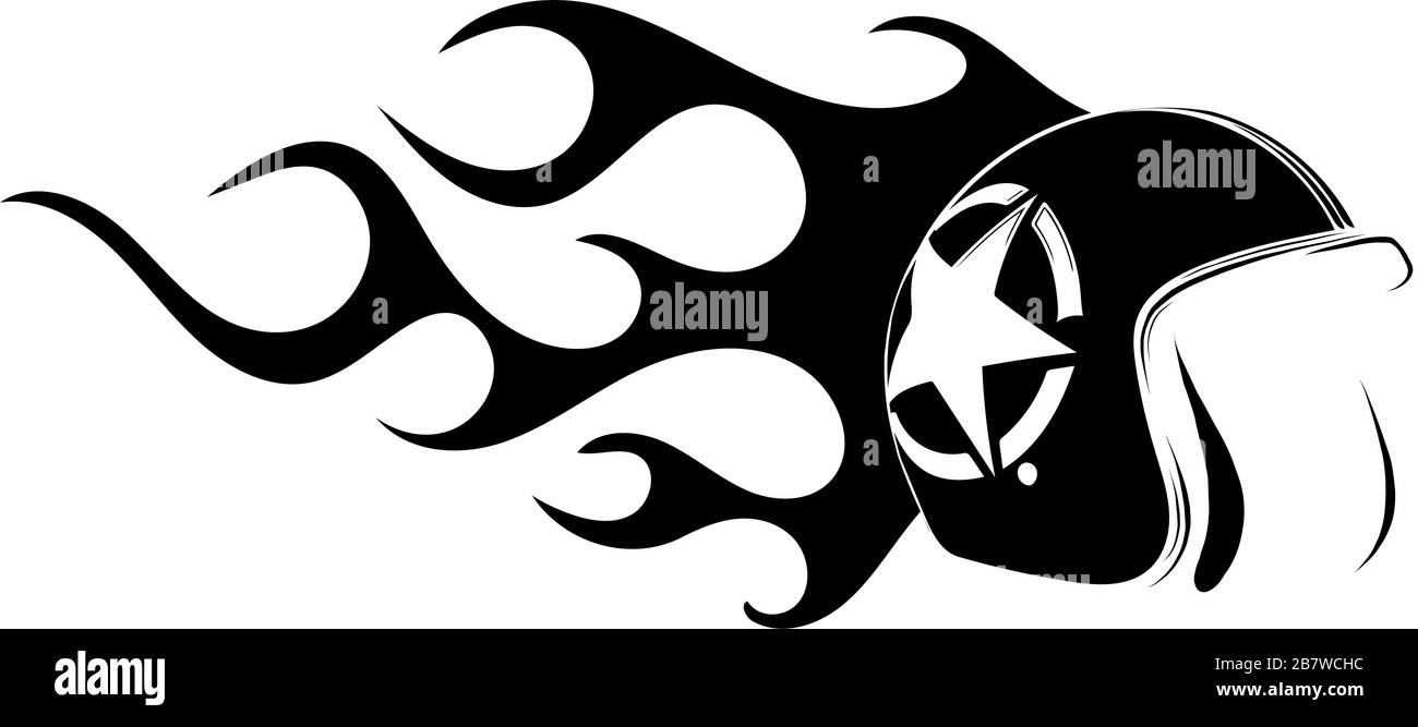 vector motorcycle helmet open face with flames vector Stock Vector ...