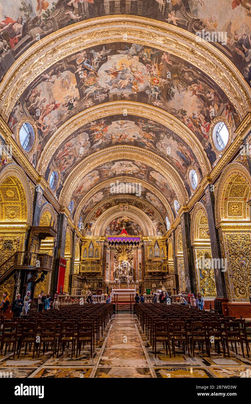Inside St Johns Co Cathedral, Valletta, Malta Stock Photo - Alamy