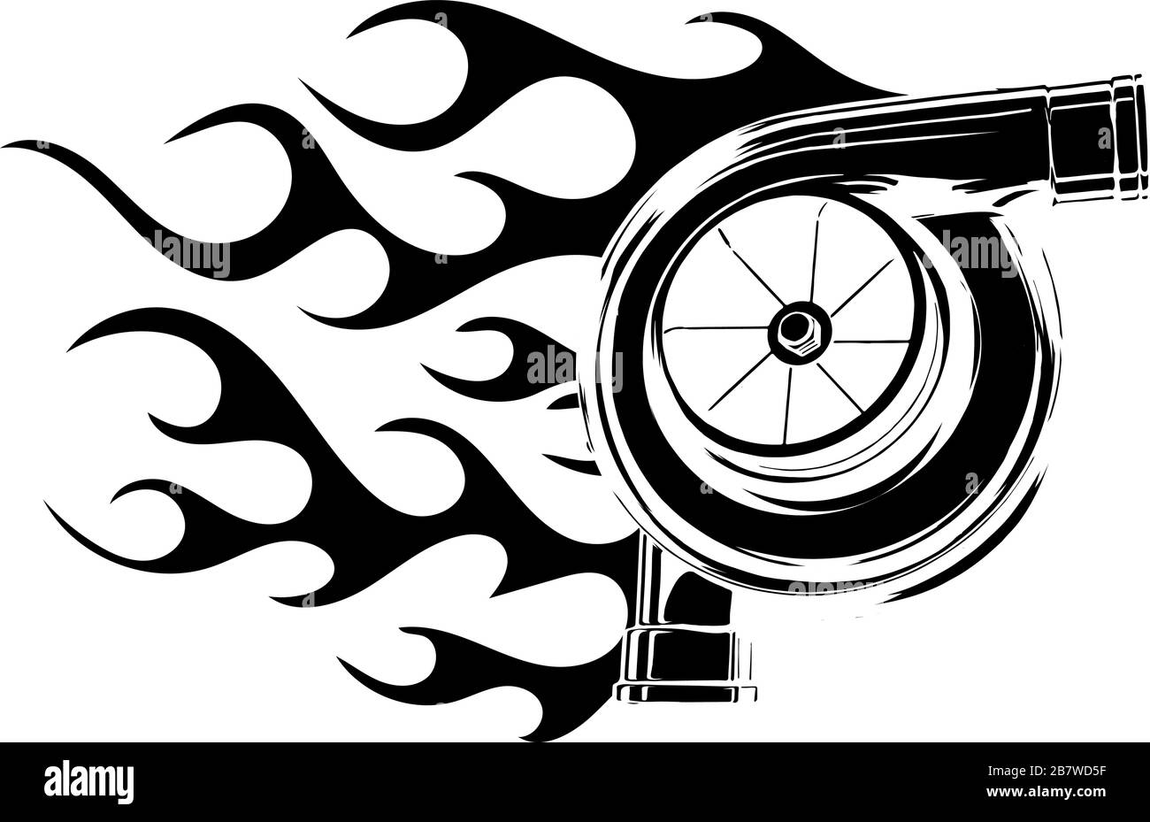 Turbocharger icon vector illustratio silhouette with flames Stock ...