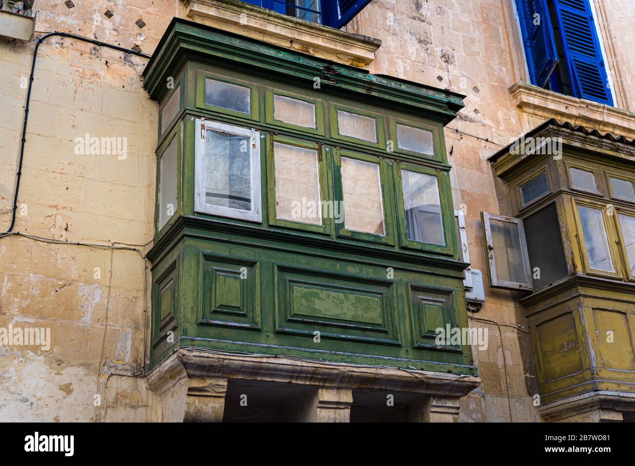 Traditional windows in Valletta, Travel Destination, Malta Stock Photo ...