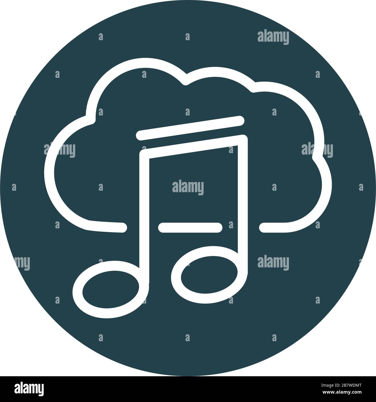 music note cloud computing storage sound block style icon vector ...