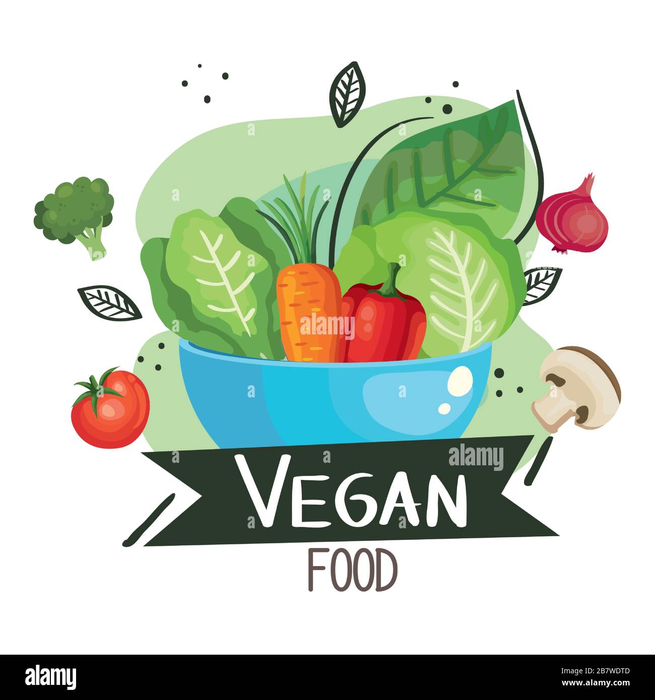 vegan food poster with bowl and vegetables Stock Vector Image & Art - Alamy