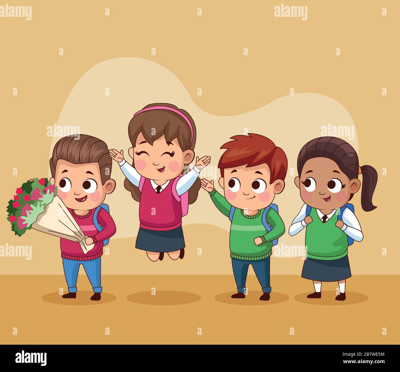 group of little students kids Stock Vector Image & Art - Alamy