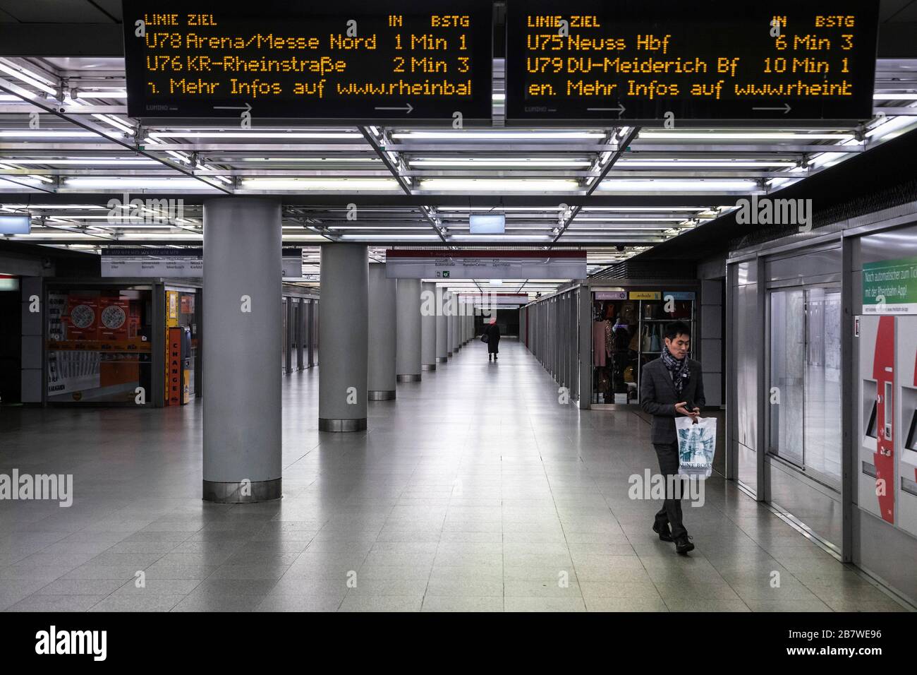 Dusseldorf subway on Heinrich-Heine-Allee, unusually empty during rush ...