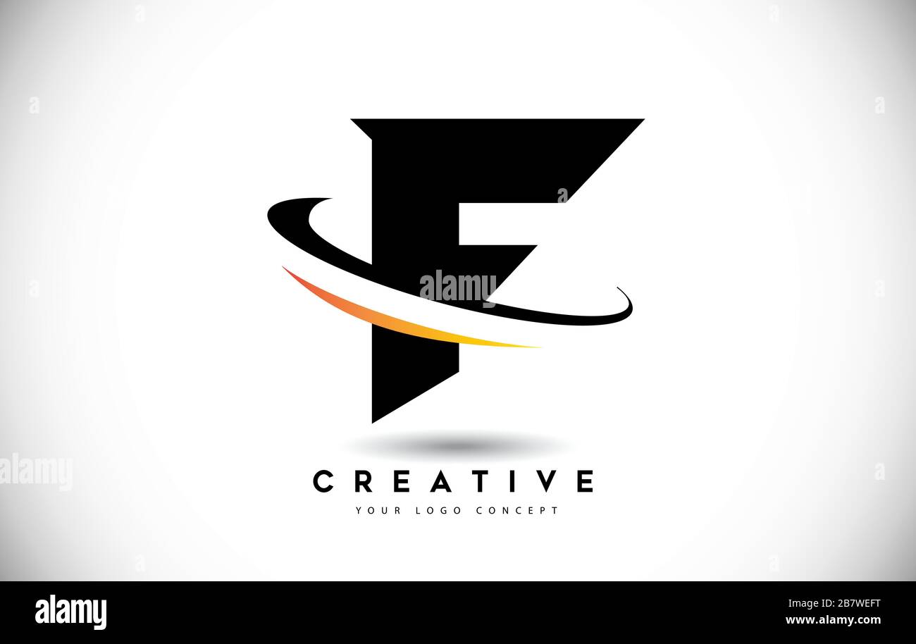 Letter F Swoosh Logo With Creative Curved Swoosh Icon Vector ...
