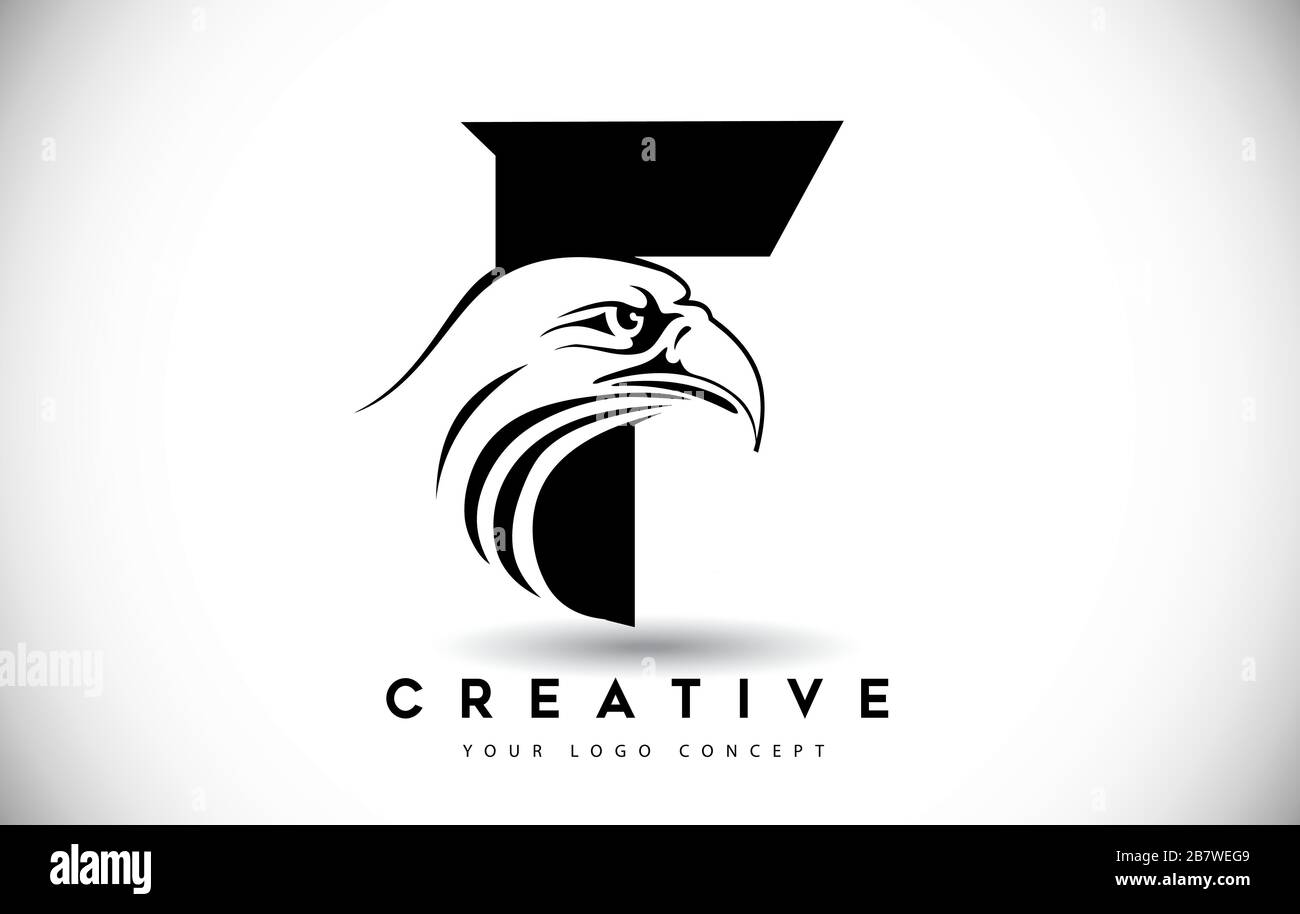 Letter F Eagle Logo Icon with Creative Eagle Head Vector Illustration ...