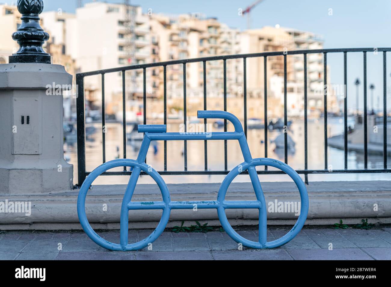 Bicycle Rack, St Julian's Bay, Malta Stock Photo - Alamy