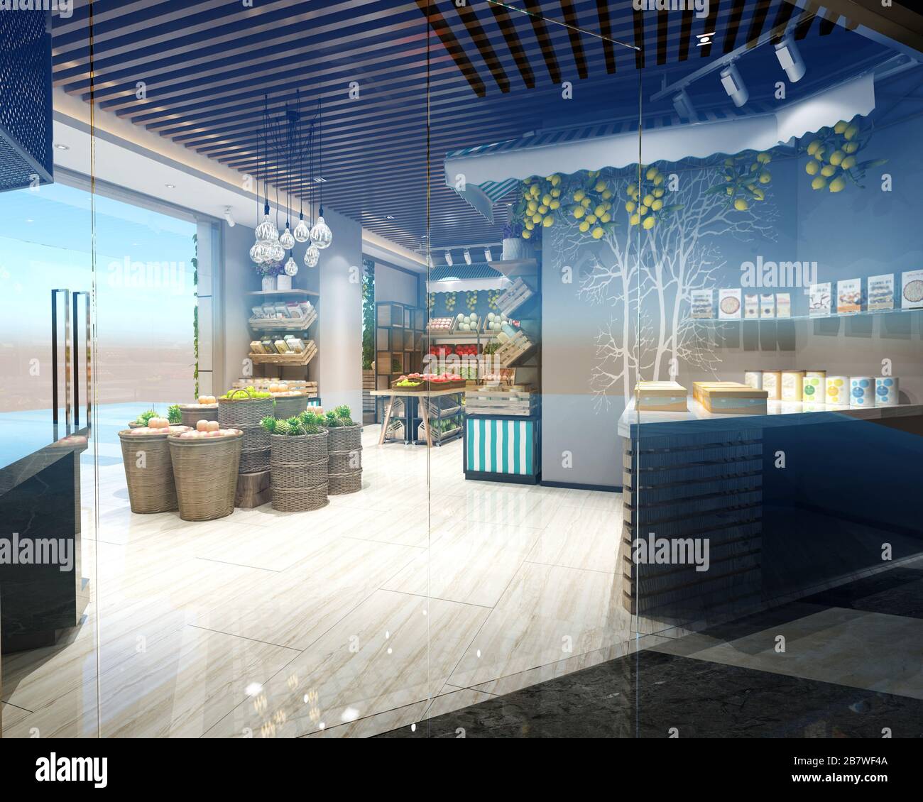 3d render of supermarket grocery Stock Photo - Alamy