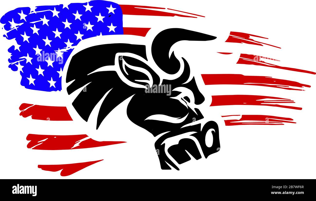 Grunge texture of bull head or cow with usa flag Stock Vector Image ...