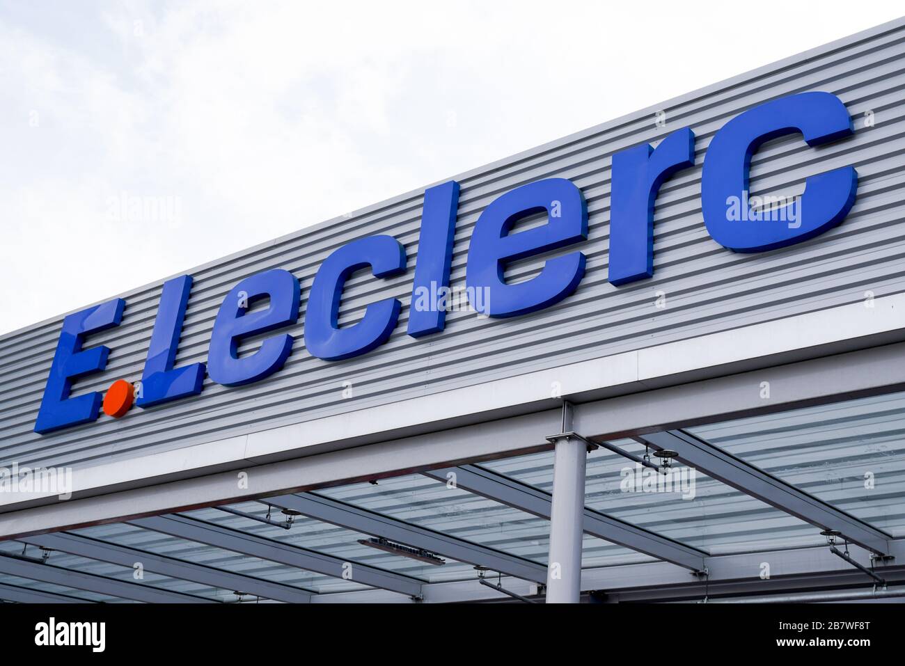 Bordeaux , Aquitaine / France - 09 27 2019 : Sign on E.Leclerc ...