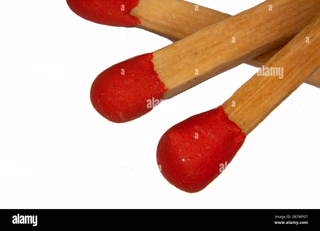 Matchstick with red head under the magnifying glass Stock Photo - Alamy