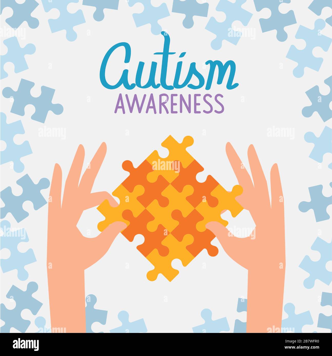 world autism day with hands and puzzle pieces Stock Vector Image & Art ...