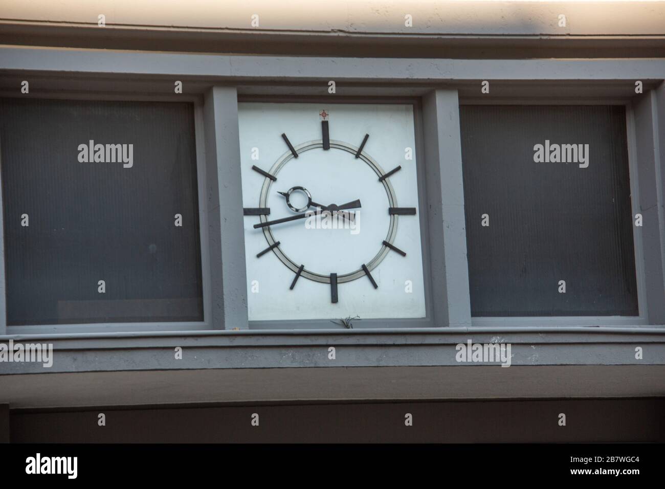 old station clock shows time Stock Photo - Alamy