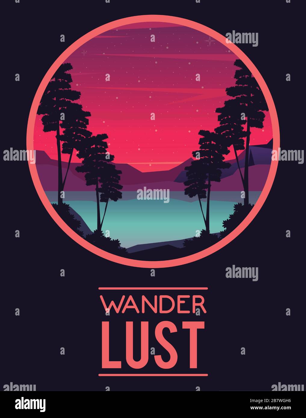 wanderlust poster with forest landscape scene Stock Vector Image & Art ...