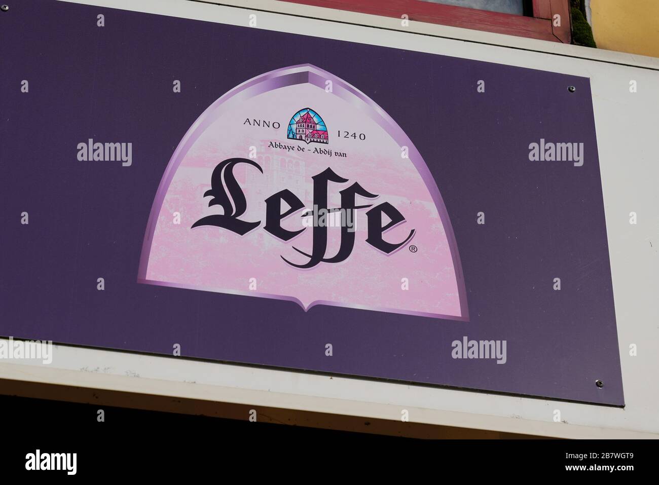 Bordeaux , Aquitaine / France - 12 28 2019 : Leffe Belgian beer sign ...