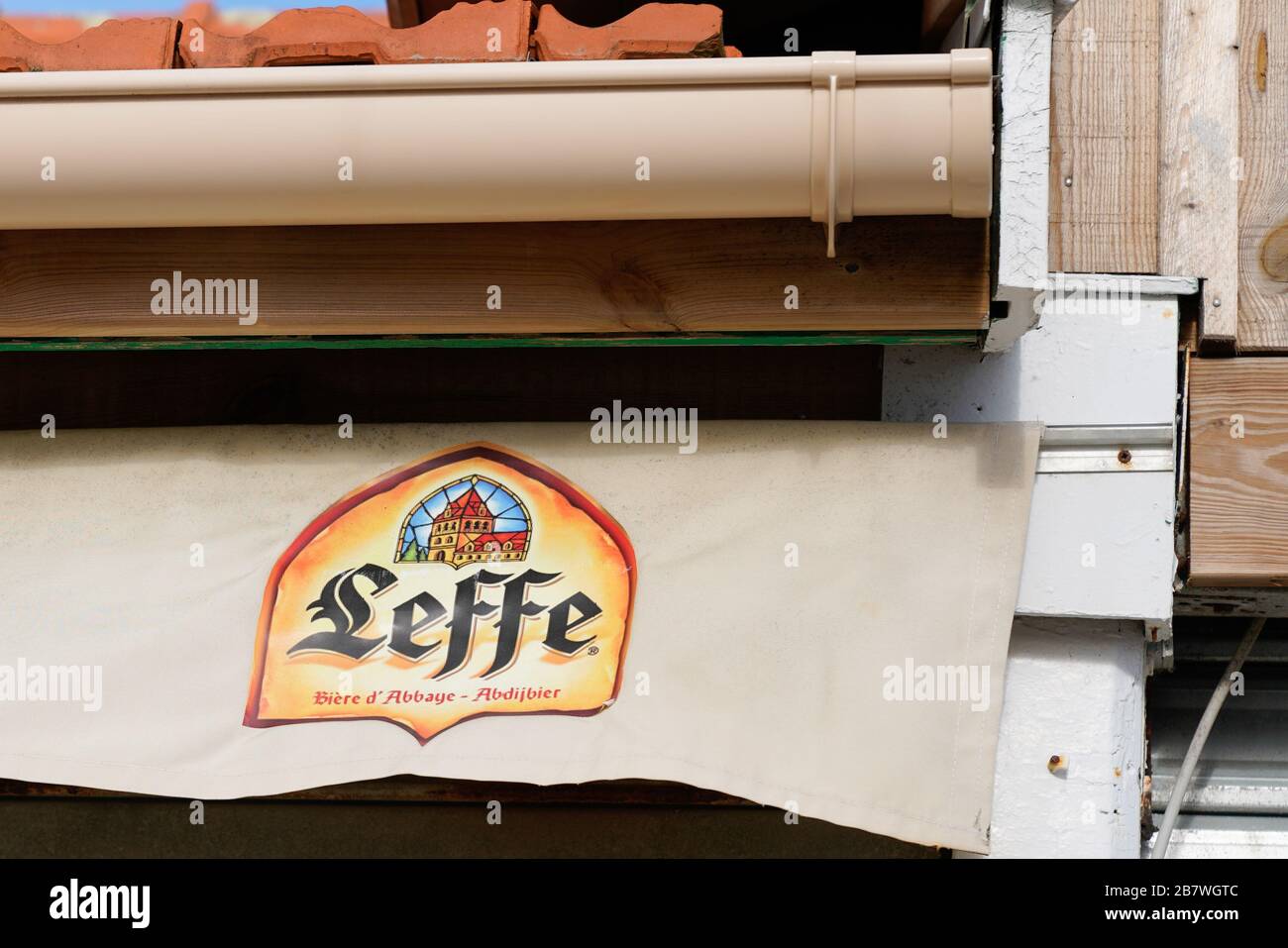 Bordeaux , Aquitaine / France - 01 22 2020 : Leffe Belgian beer sign ...