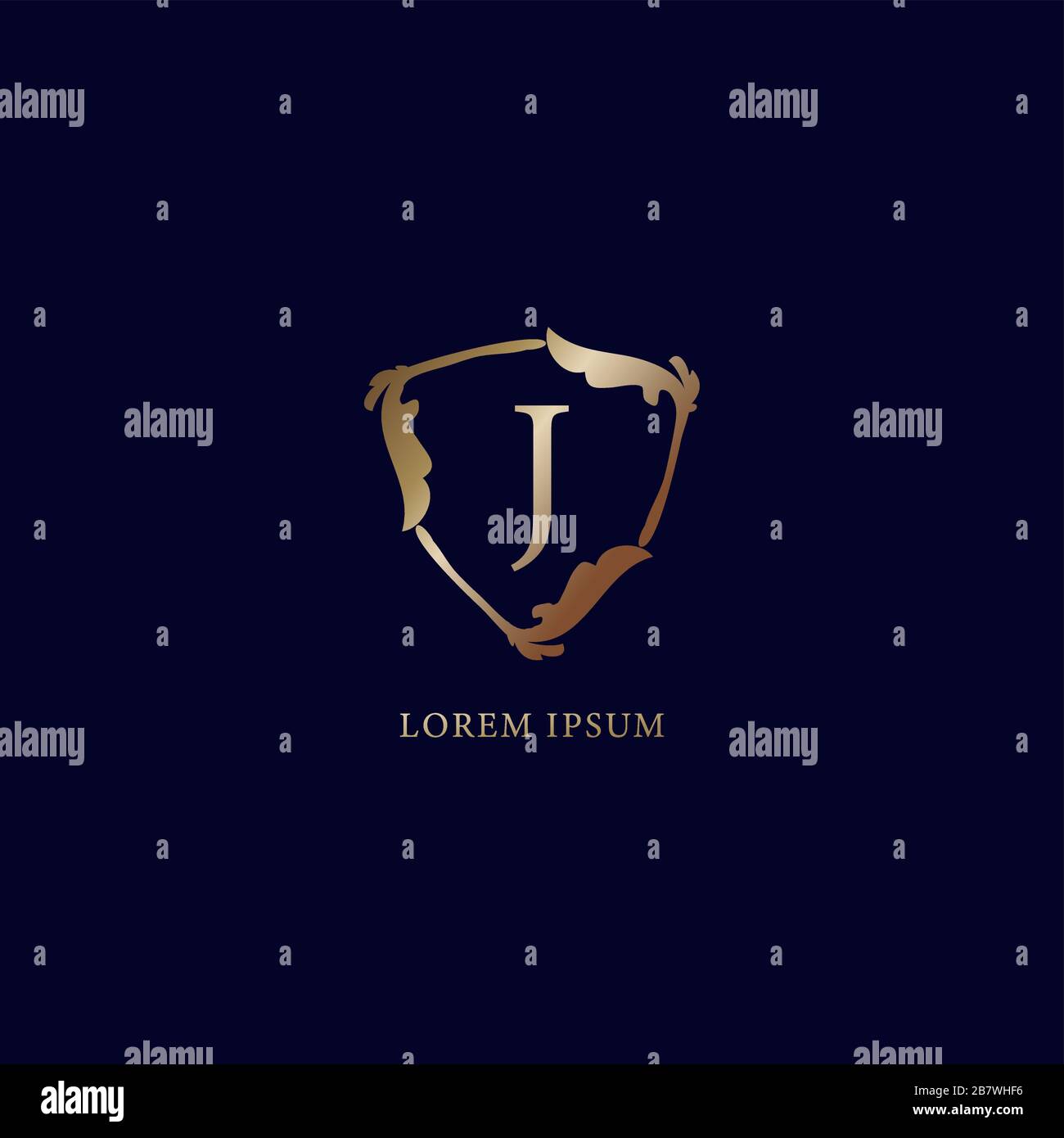 Letter J Alphabetic logo design template. Luxury metalic gold security ...