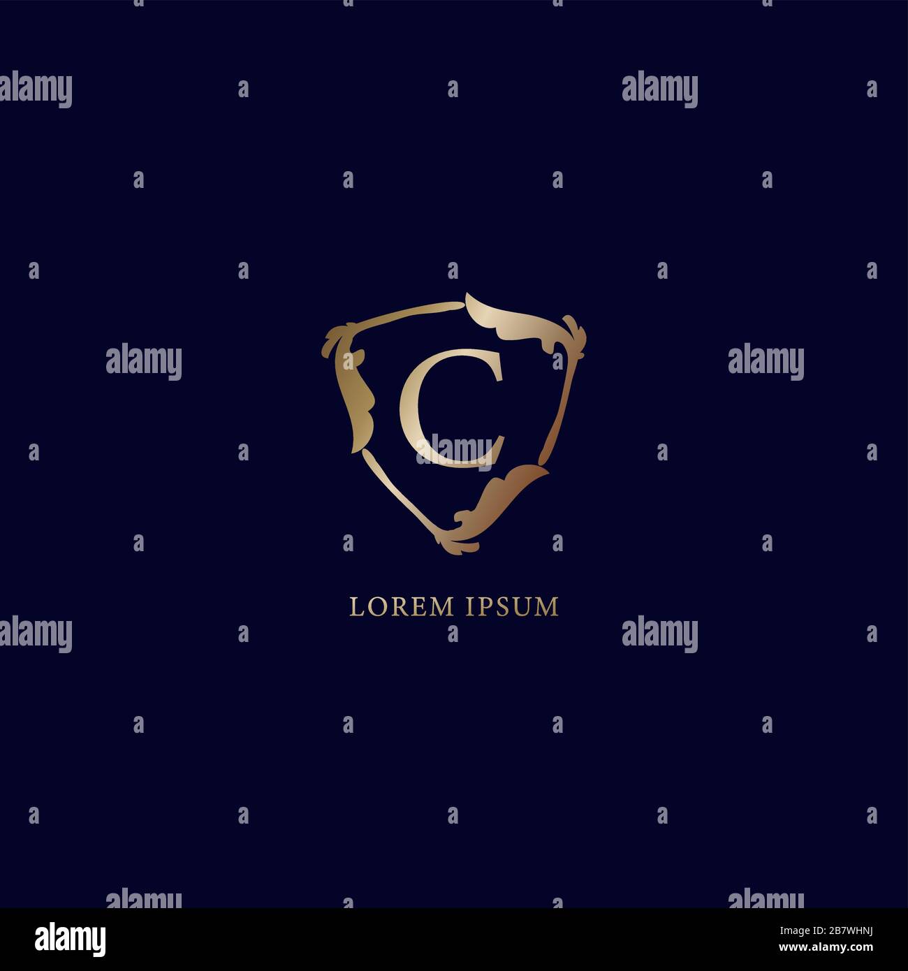 Letter C Alphabetic logo design template. Luxury metalic gold security ...