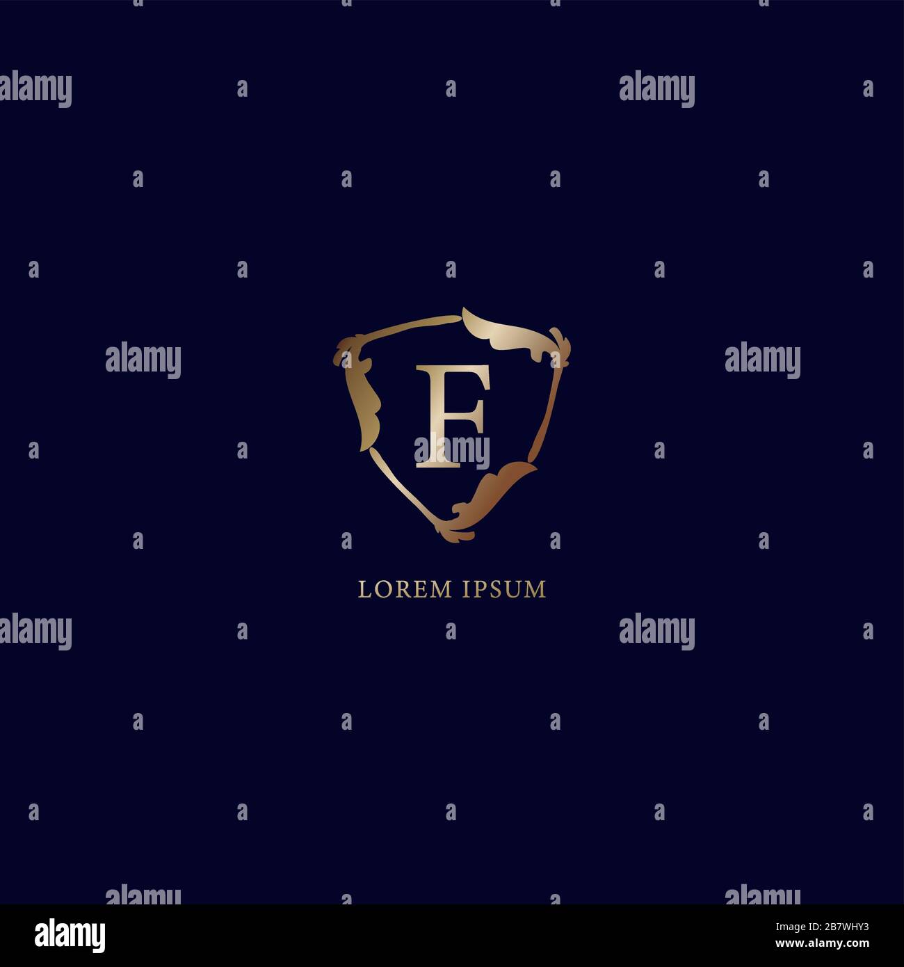 Letter F Alphabetic logo design template isolated on navy blue ...
