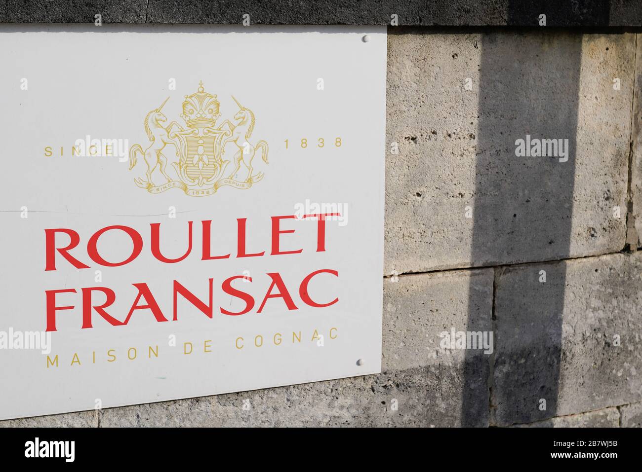 Cognac , Aquitaine / France - 12 04 2019 : roullet fransac store panel ...