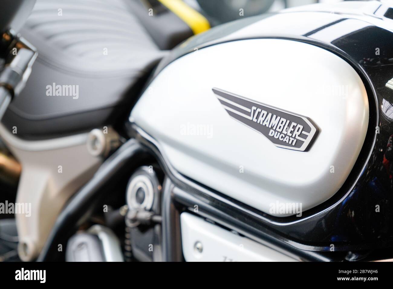 Ducati Scrambler 1100 motorbike sign logo on Italian motorcycle tank ...