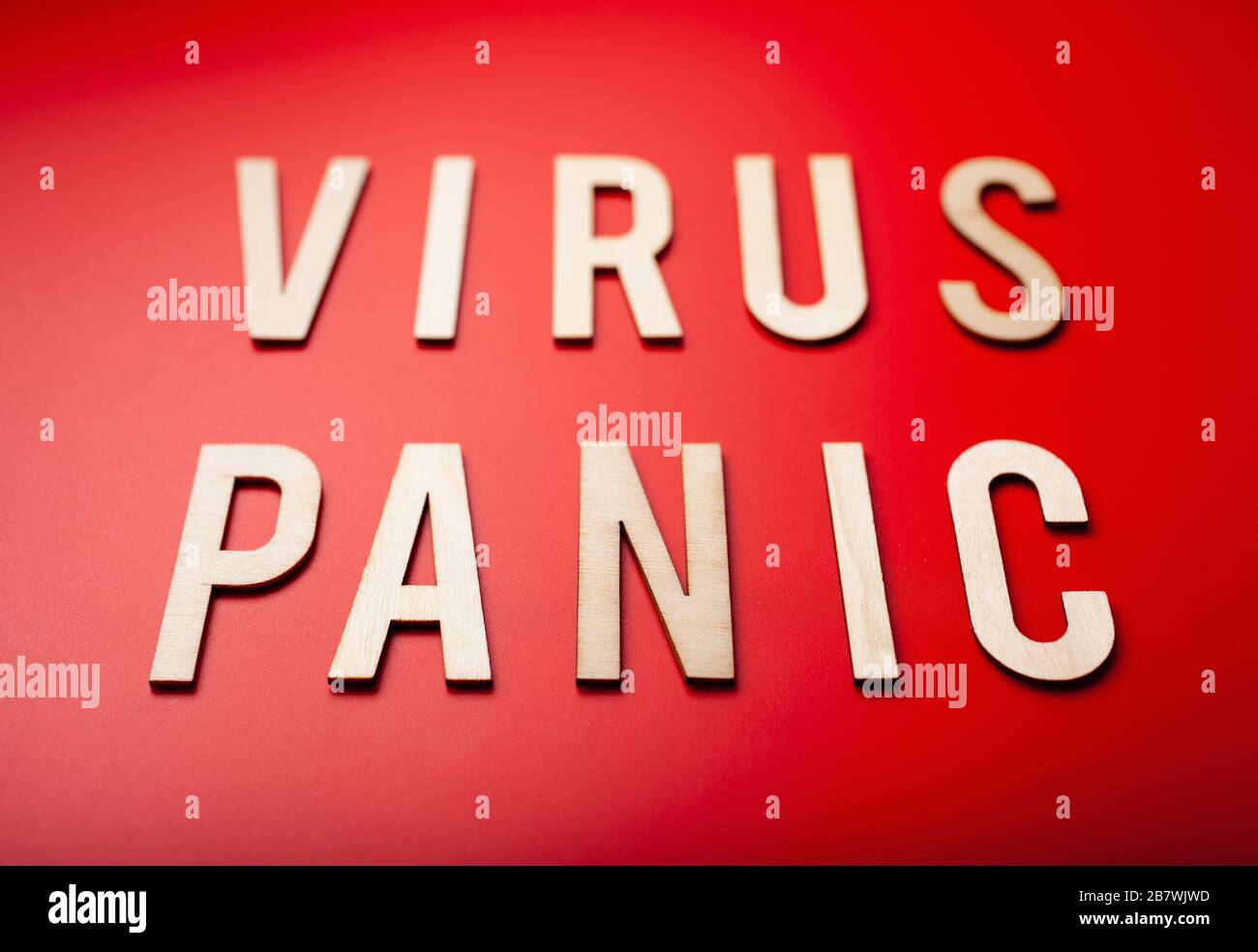 virus panic word text wooden letter on red background coronavirus covid ...