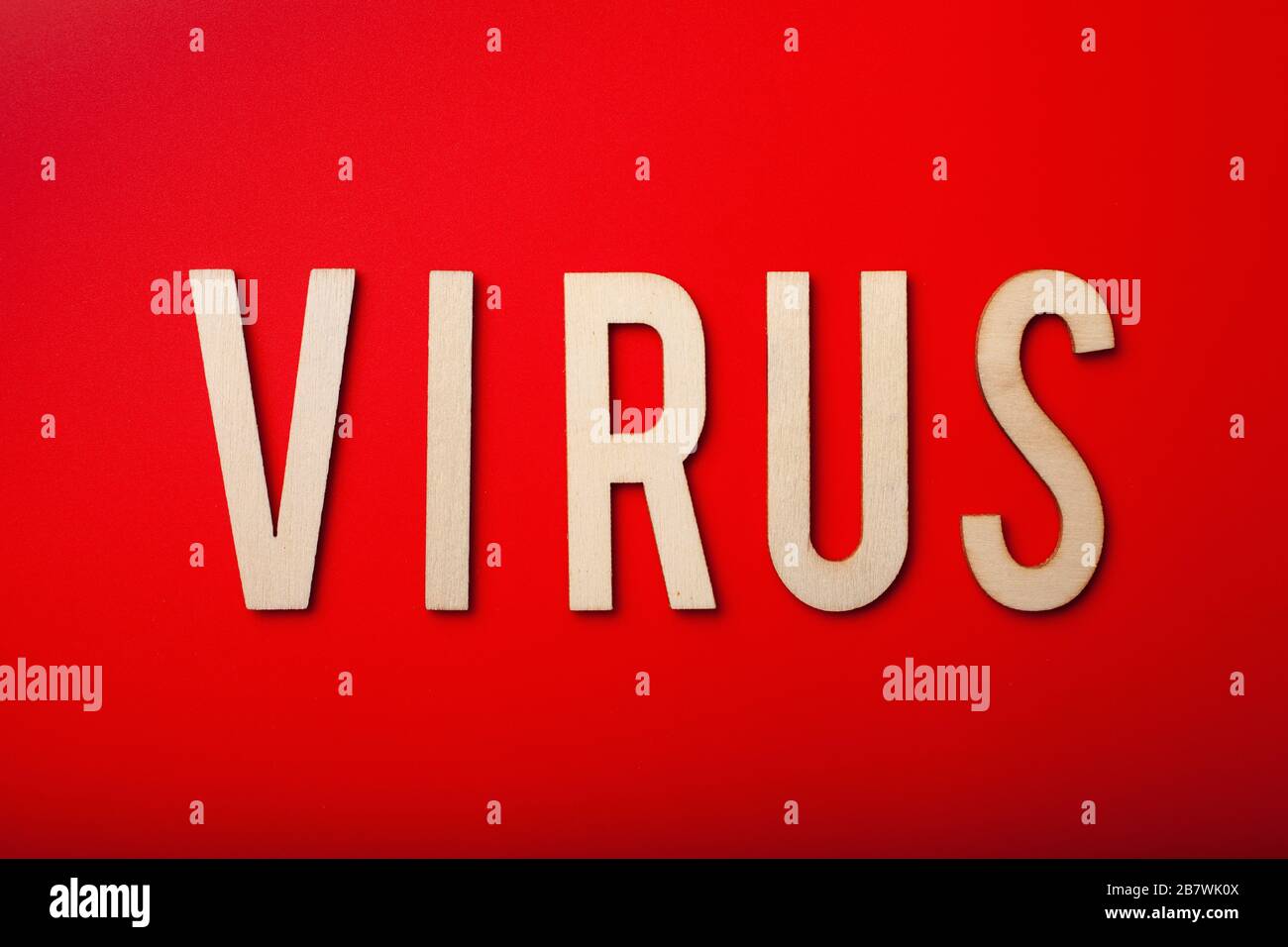 virus word text wooden letter on red background corona virus covid-19 ...