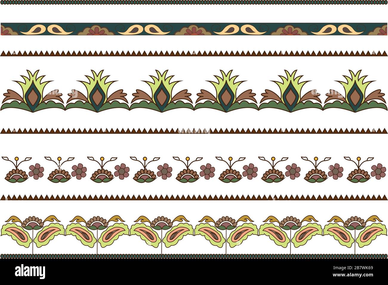 Morroccan and boho style 6 border repeatable border designs Stock ...