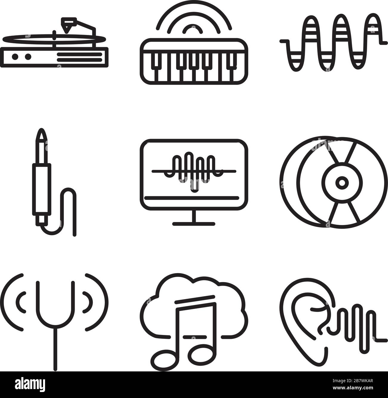 sound audio volume music line style icons set vector illustration Stock ...