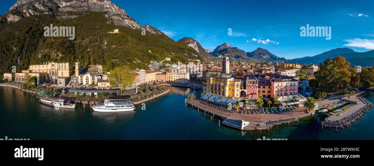 Riva del Garda,Lago di Garda ,Italy - 24 October 2018: Arial Panorama ...
