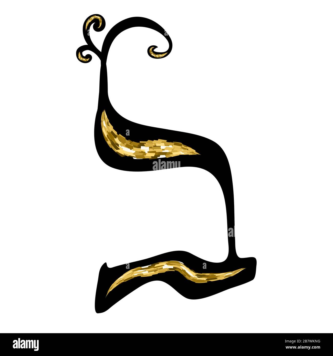 Calligraphic Hebrew alphabet with crowns. Decorative font golden ...