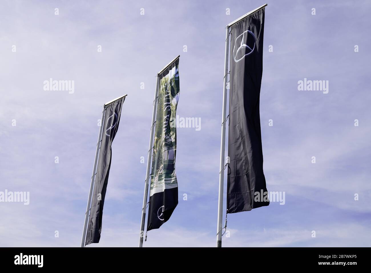 Mercedes benz company logo flag hi-res stock photography and images - Alamy