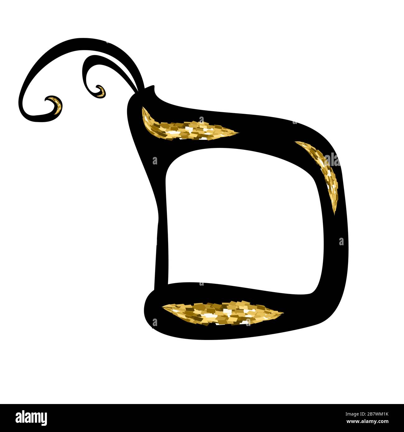 Calligraphic Hebrew alphabet with crowns. Decorative font golden ...