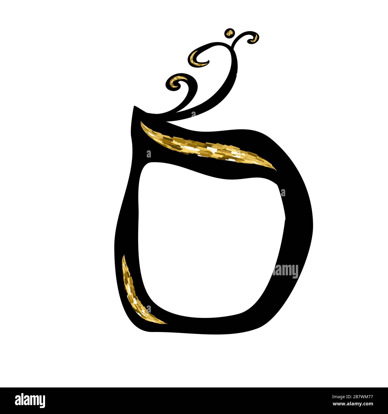 Calligraphic Hebrew alphabet with crowns. Decorative font golden ...