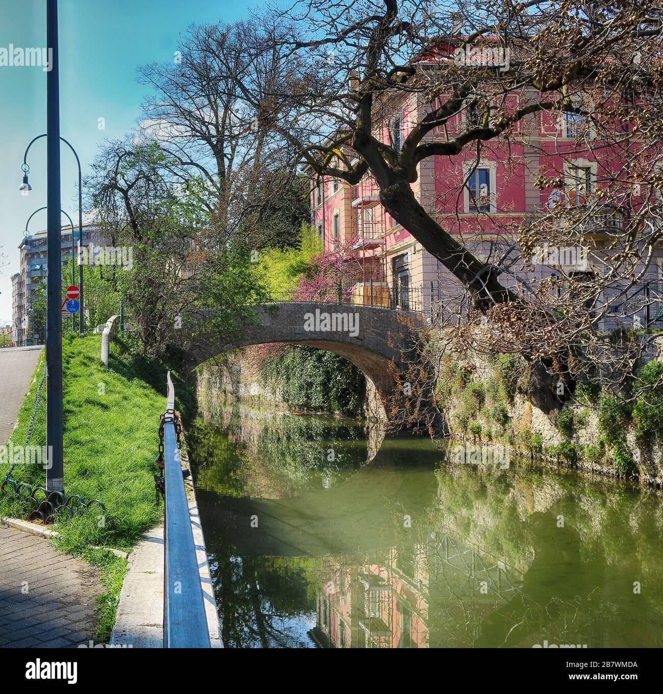 bridge on the canal. Milan, Italy Stock Photo - Alamy