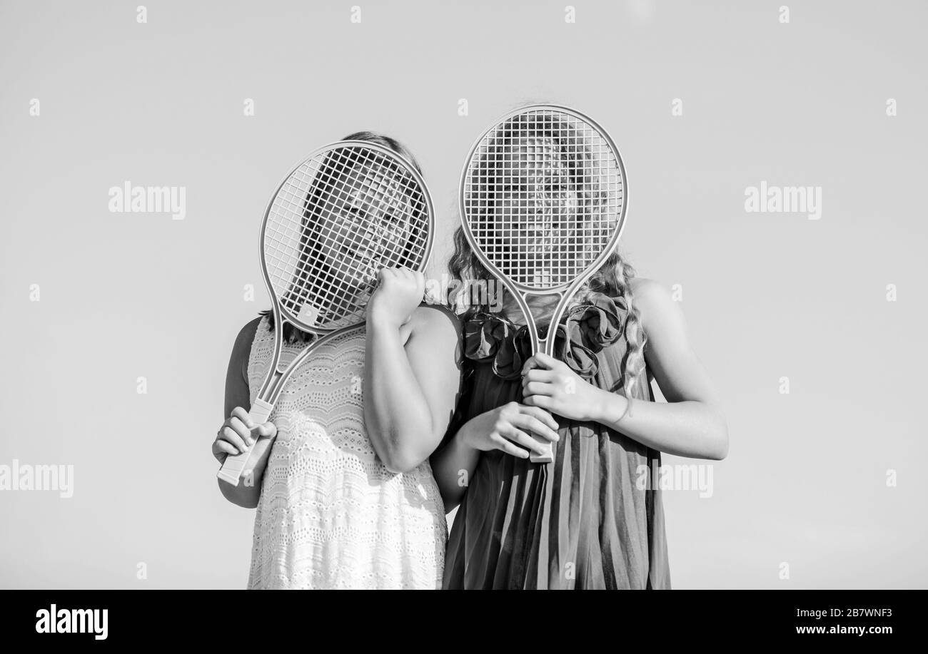 Girls Playing Tennis Black and White Stock Photos & Images - Alamy