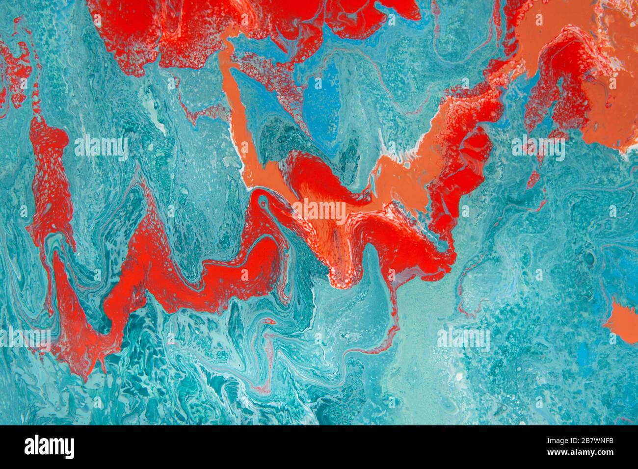 Smooth stains pattern of red and blue acrylic paints Stock Photo - Alamy
