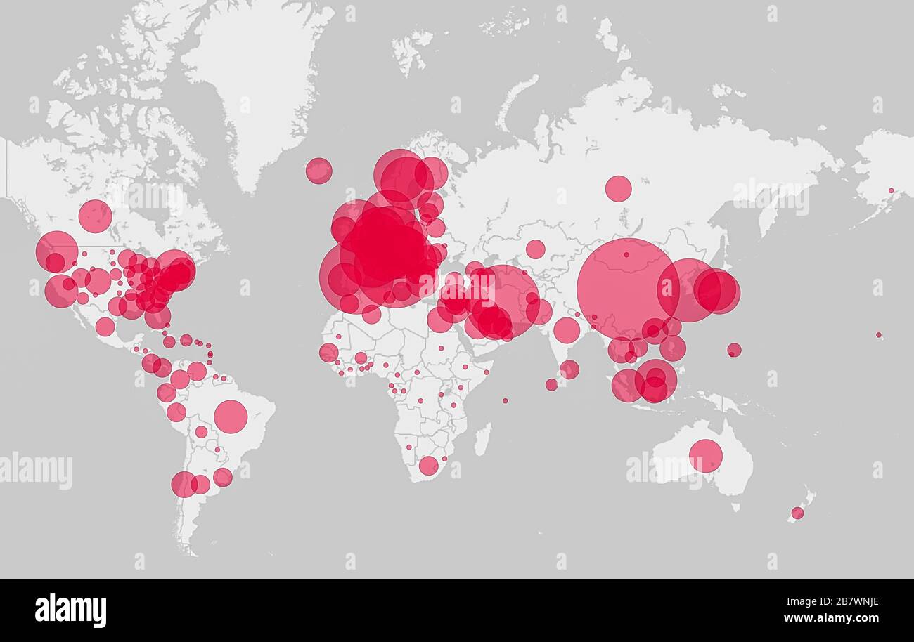 Covid-19 coronavirus outbreak map.Corona Virus background with red dots ...