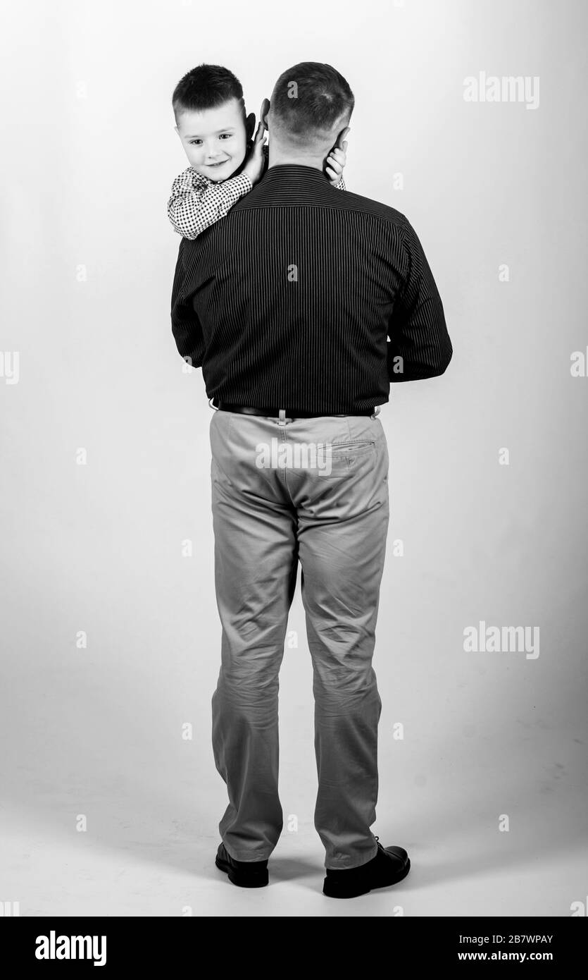 Family bonds. Real men. Trustful relations father and son. Father ...