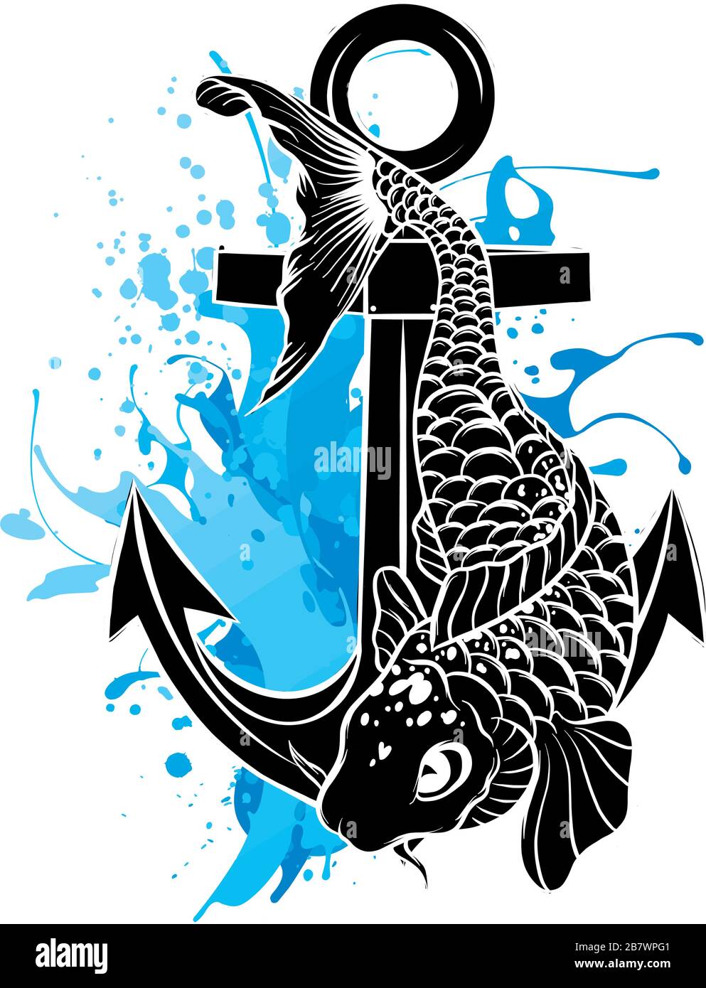 vector silhouette of sea animals with anchor Stock Vector Image & Art ...