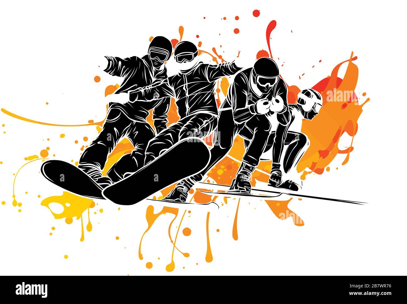 Cartoon boy snowboarding winter sport hi-res stock photography and ...