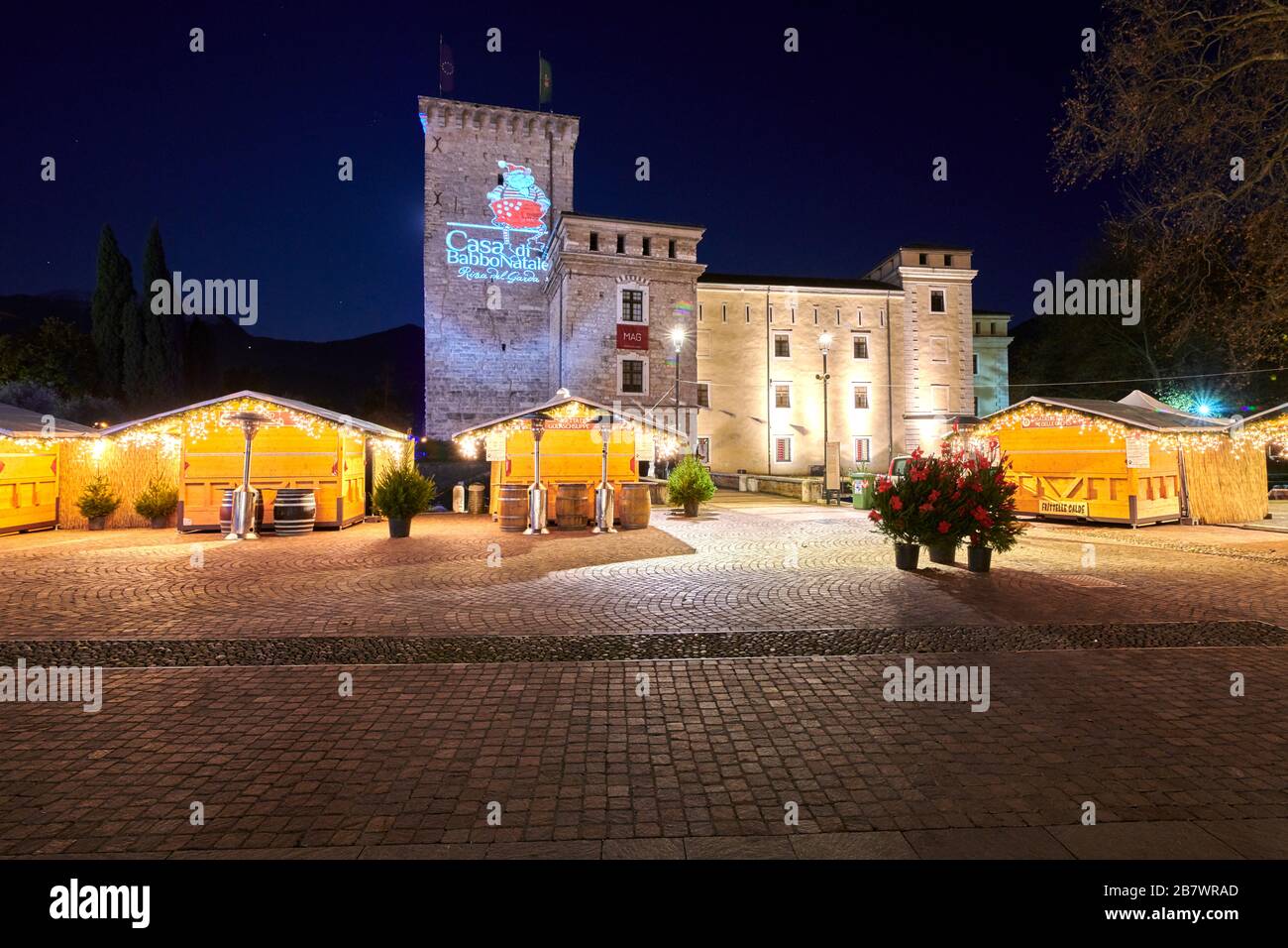 Riva del Garda,Lago di Garda ,Italy - 10 December 2019:Christmas lights ...