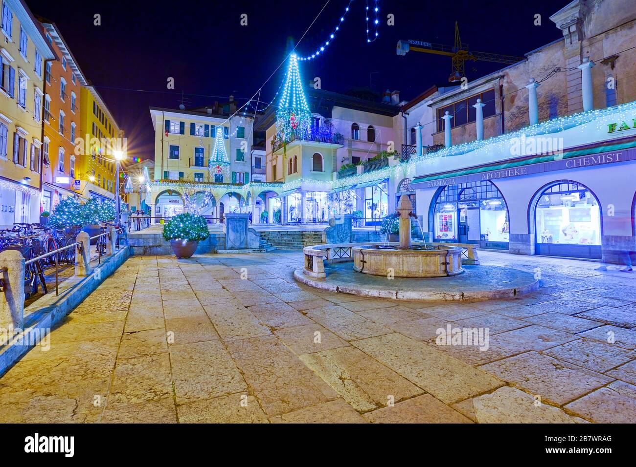 Riva del Garda,Lago di Garda ,Italy - 10 December 2019:Christmas lights ...