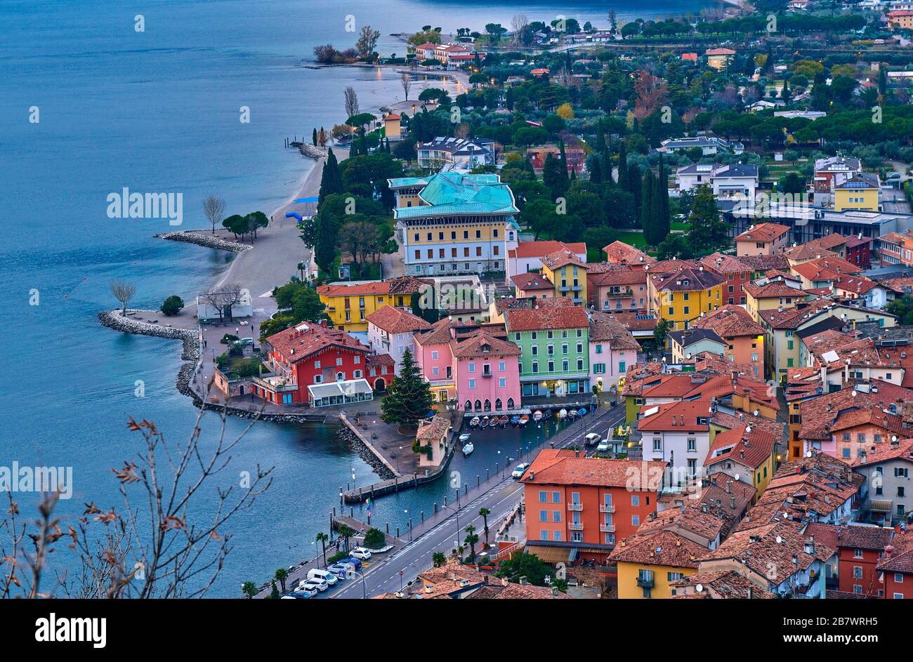 Christmas lights adorning the city center and Torbole Street, View of ...