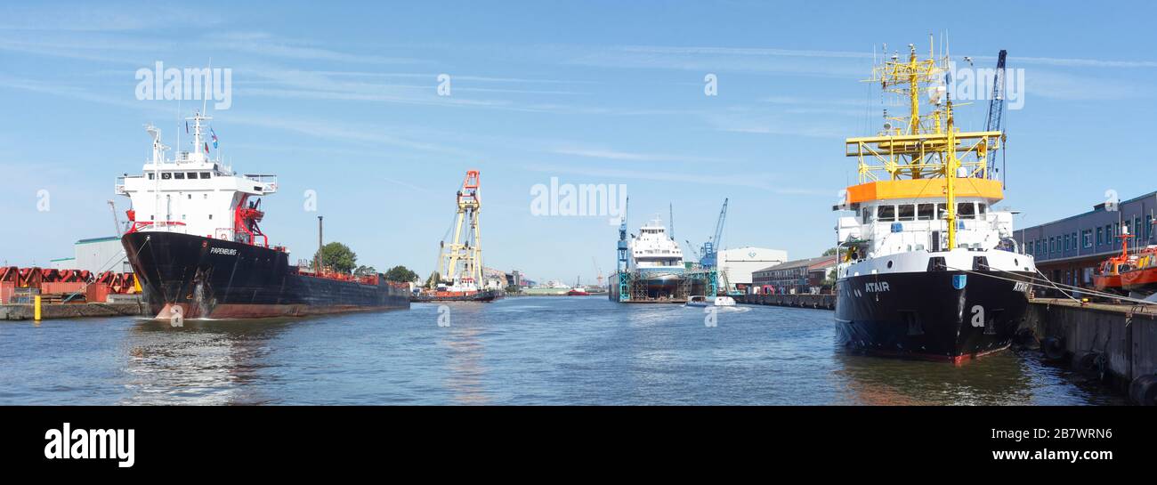 New port, ships, port cranes, dock, Bremerhaven, Bremen, Germany Stock ...
