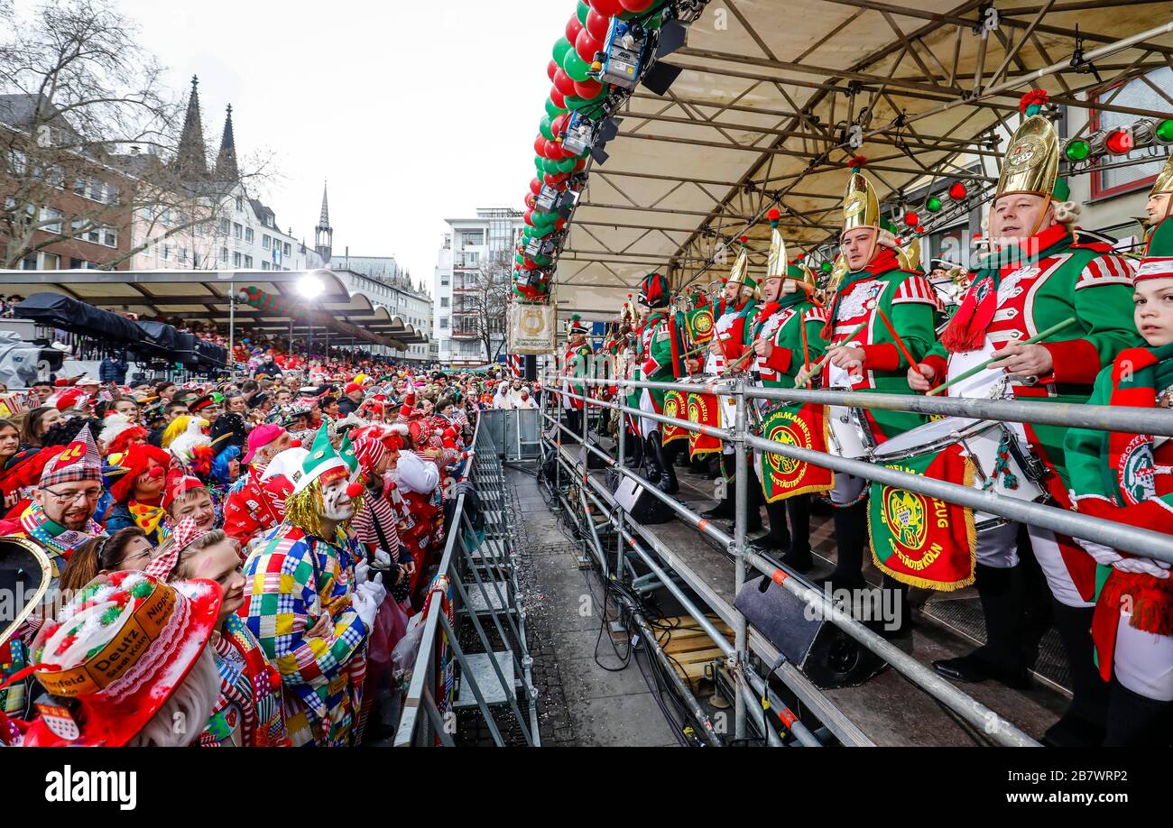 Colourfully costumed carnivalists celebrate carnival in Cologne, on ...