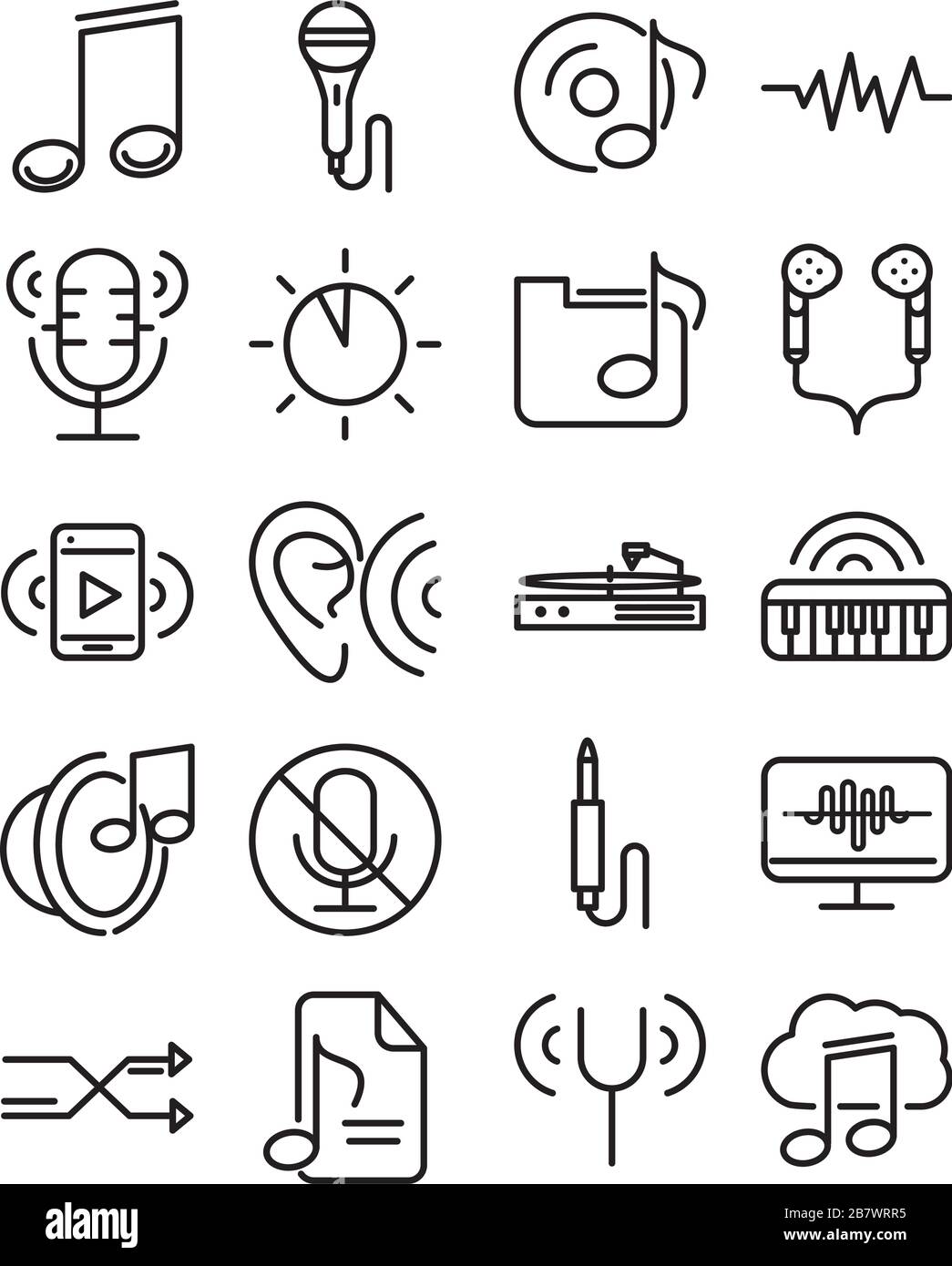 sound audio volume music line style icons set vector illustration Stock ...